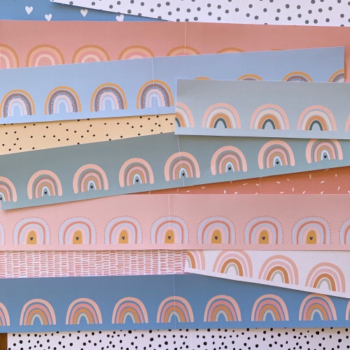 Two Rainbow Bulletin Board Whiteboard Border Borders Boho - Etsy