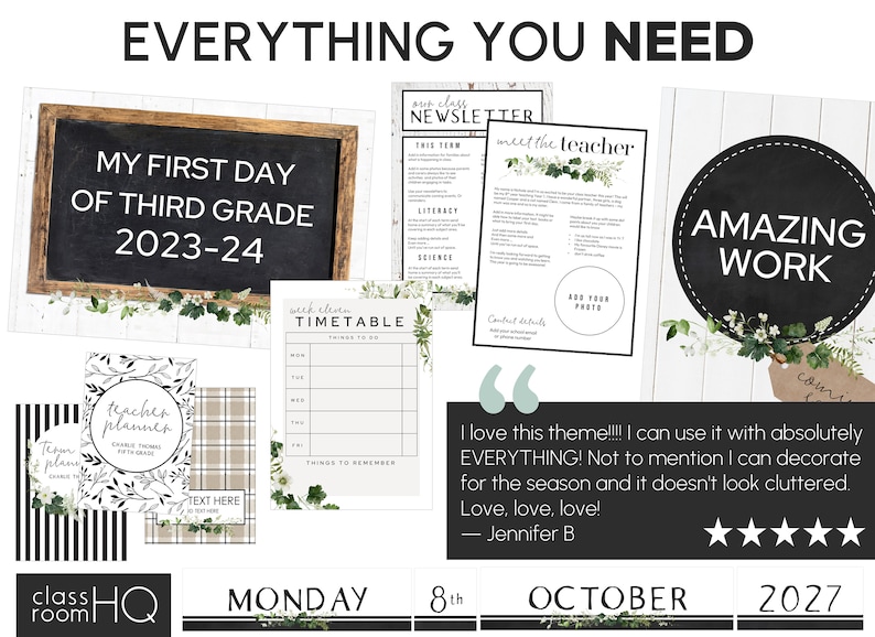 Neutral Botanical Classroom Decor Bundle Editable | Calm Classroom ...