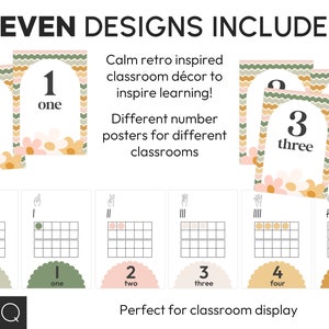Vintage Retro Daisy Calm Classroom Theme Editable Number Posters HAZY ...