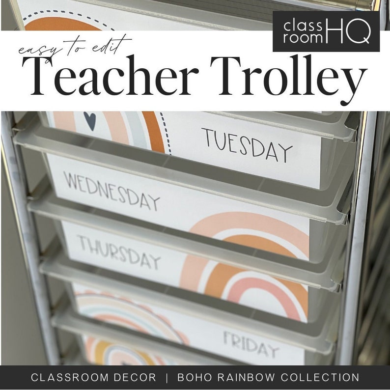 Modern BOHO RAINBOW 10 Drawer Trolley Labels - Etsy