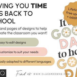 Vintage Retro Daisy Theme Editable Class Door Decor and Bulletin Board ...