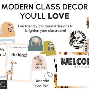 Zoo Animal Theme Classroom Decor Class Labels + Signs Pack | ZOO TALES ...