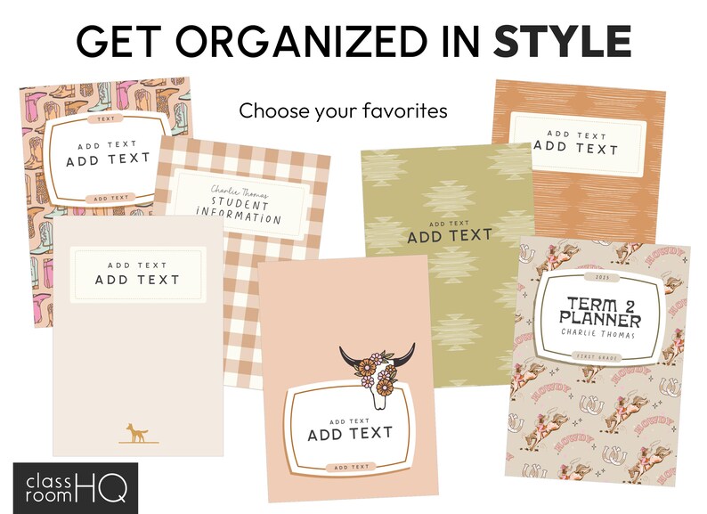 Editable Binder Covers and Spines & Student Book Covers Western Theme ...