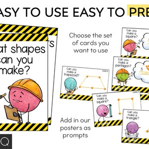 2D Shape STEM Challenge Task Cards - Building 2D Flat Shapes Math ...