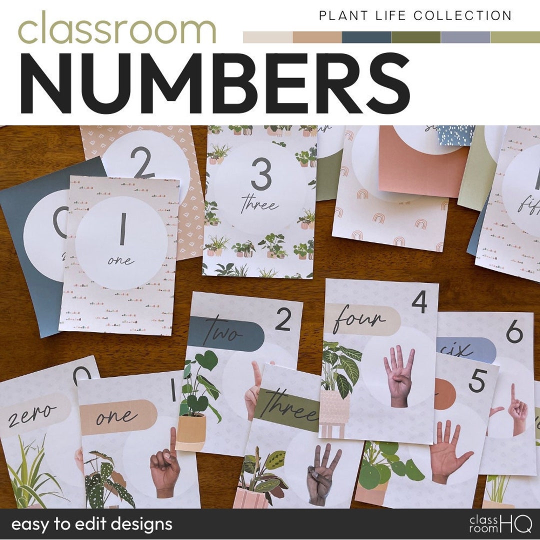 PLANT LIFE Number Posters | Leafy Potted Indoor Plant Classroom Decor ...