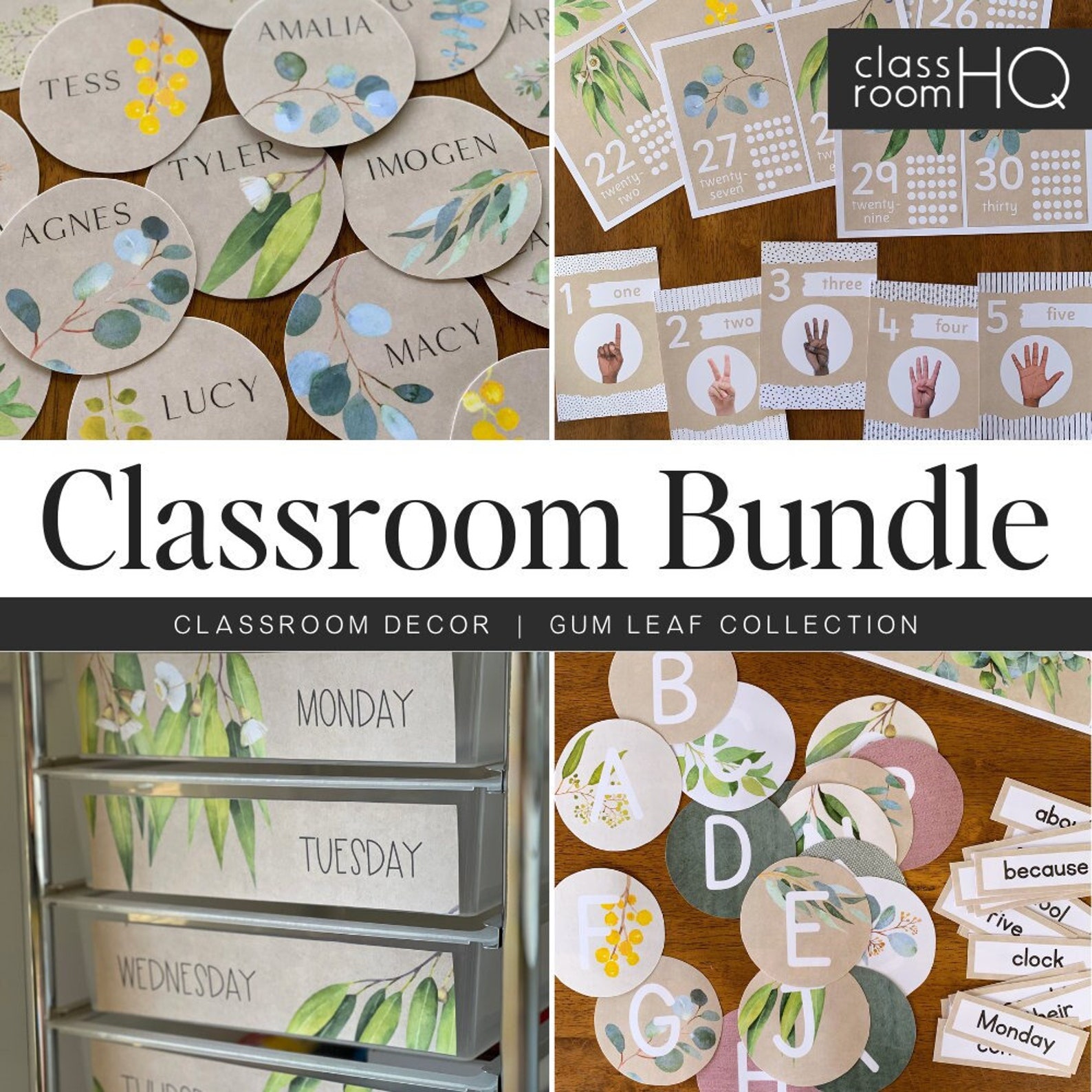 Eucalyptus GUM LEAF Classroom Decor BUNDLE Eucalyptus Class - Etsy UK