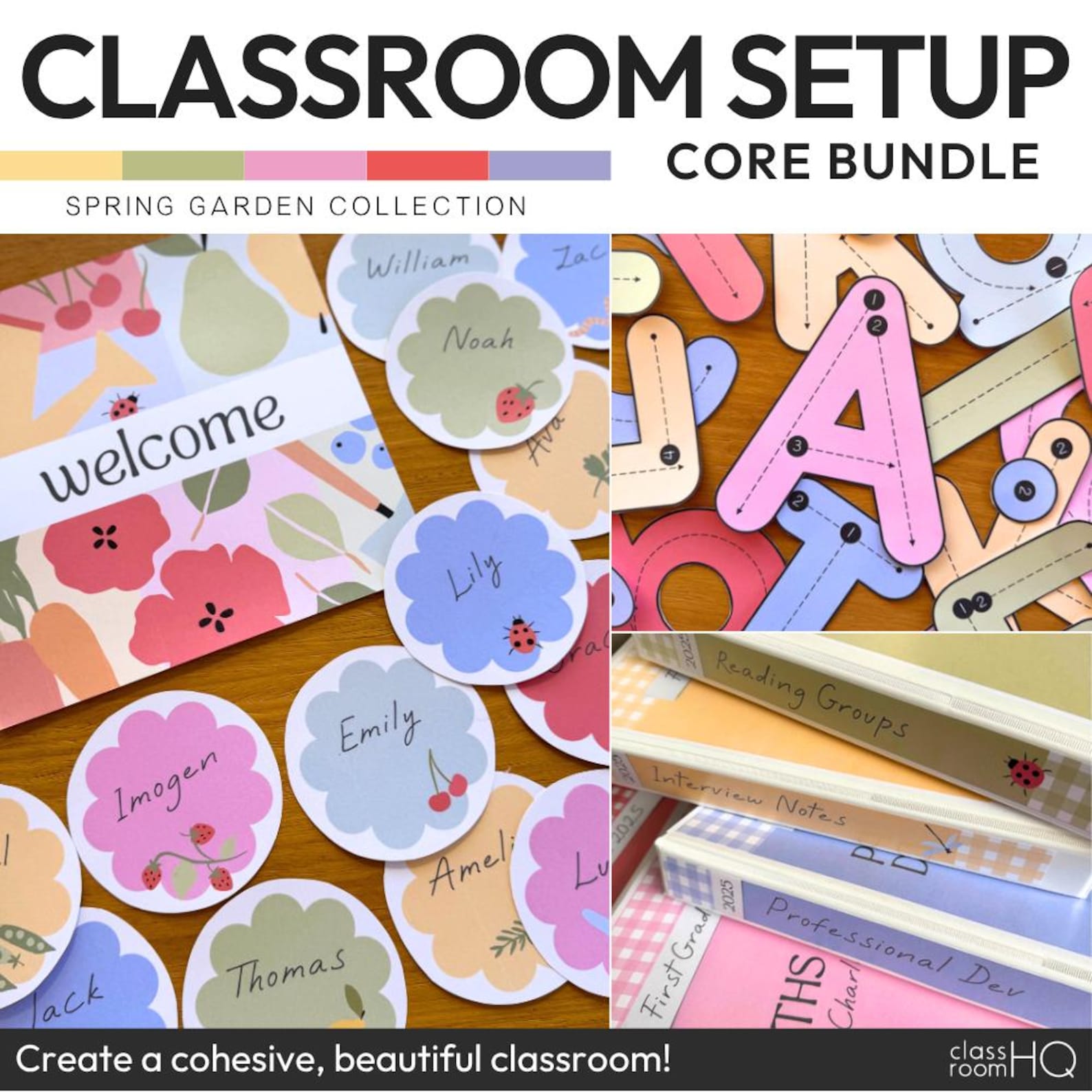 Editable Classroom Decor Bundle | Modern Pastel SPRING GARDEN Theme ...