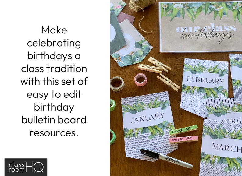 Australian Eucalyptus Theme Editable Class Birthday Display GUM LEAF ...