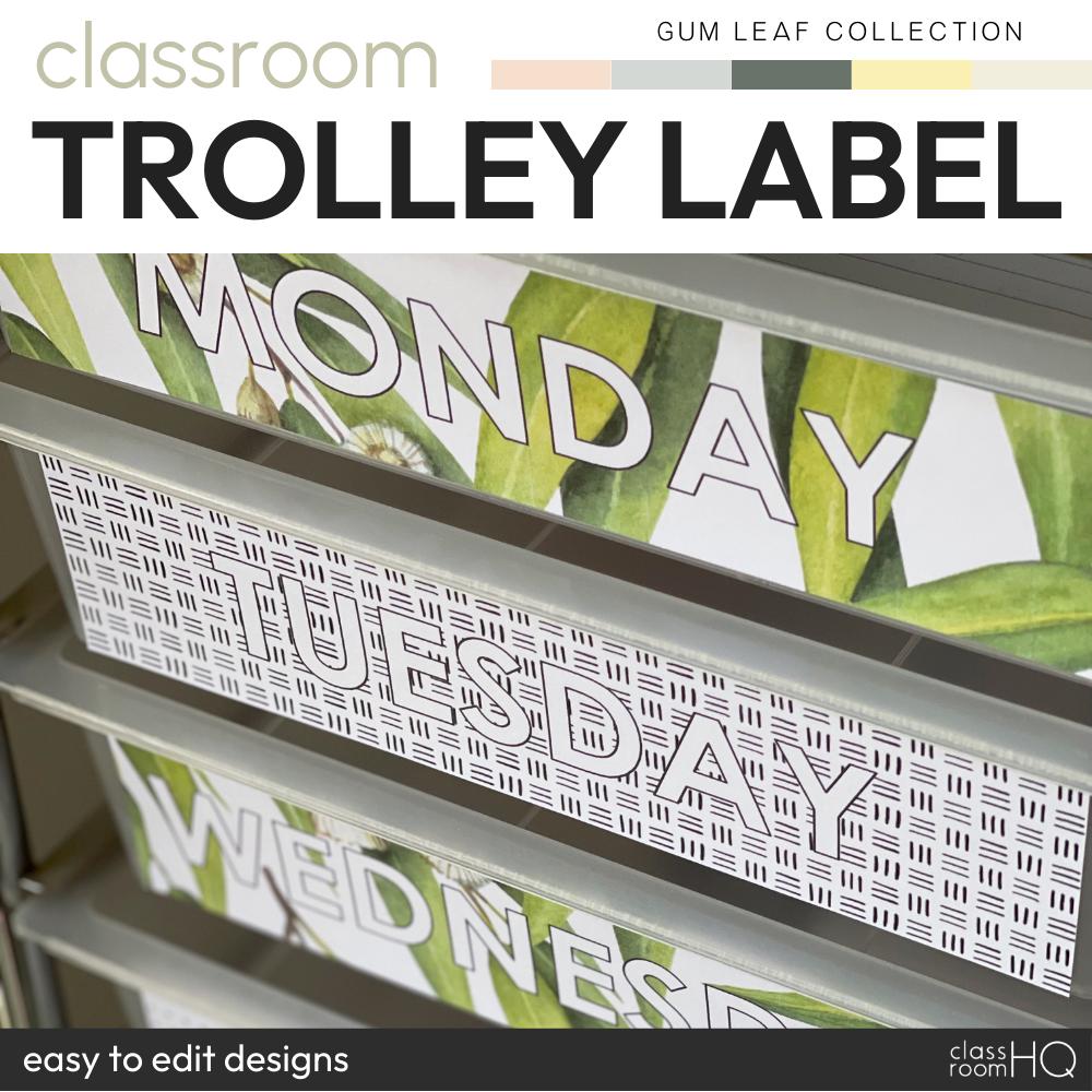 GUM LEAF 10-drawer Rolling Cart Trolley Labels | Eucalyptus Class Decor ...