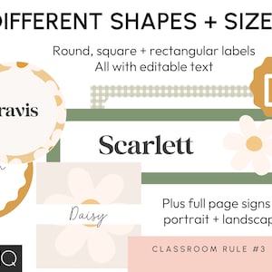 Vintage Retro Daisy Calm Classroom Theme Editable Class Labels, Signs ...