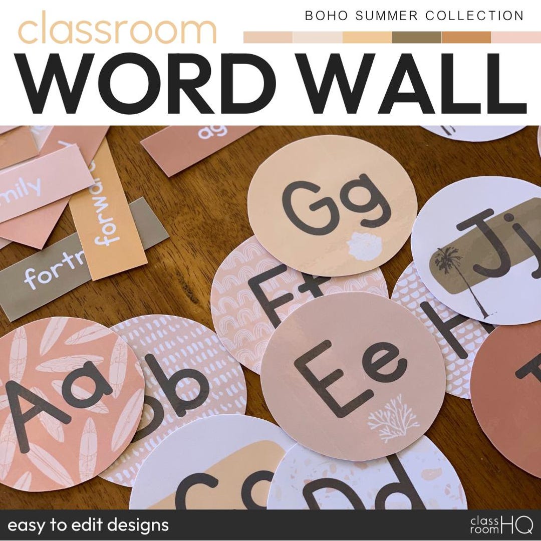Modern Neutral Boho Theme Classroom Decor Editable Word Wall Pack ...