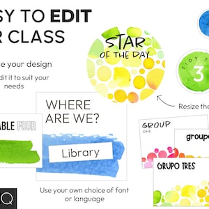 Watercolor Rainbow Theme Classroom Decor Class Labels + Signs Pack ...