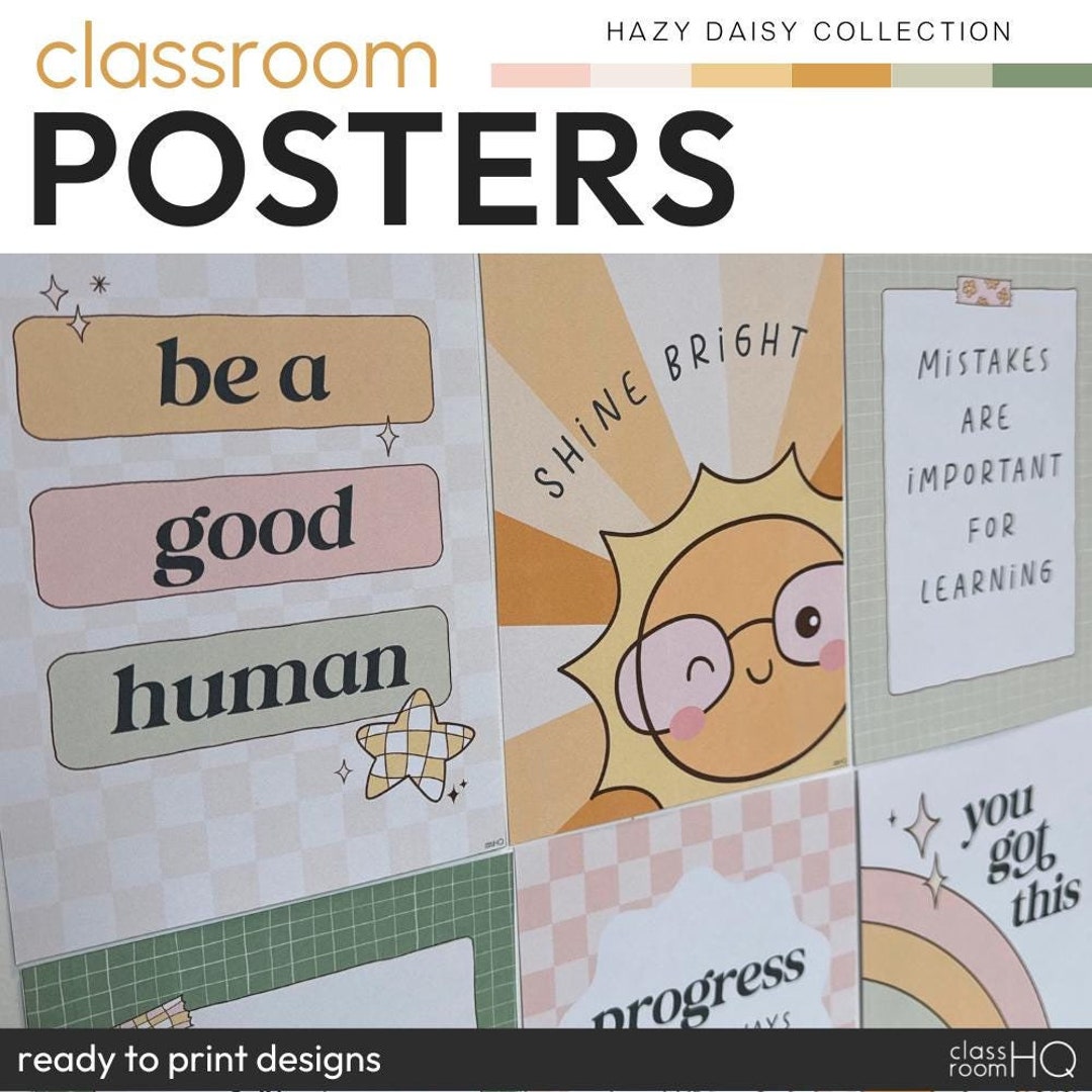 Calm Retro Motivational Posters Inspiring Wall Art HAZY DAISY Classroom ...