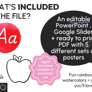 Watercolor Rainbow Theme Classroom Decor Alphabet Posters | WATERCOLOR ...