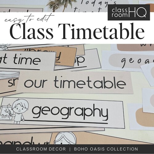 Visual Timetable Schedule Boho Rainbow Neutral Classroom - Etsy