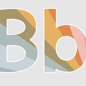 Retro Theme Vintage Rainbow Bulletin Board Letters Editable Lettering ...