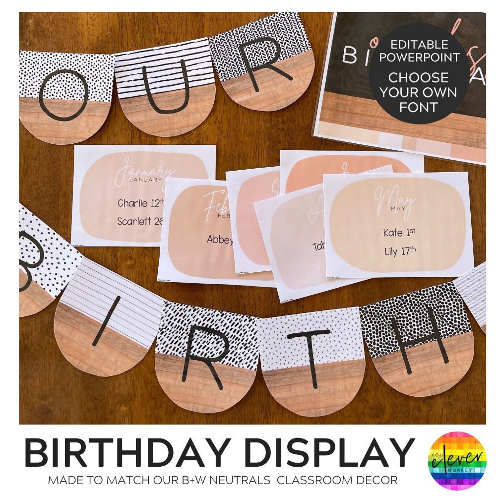 BW NEUTRALS Classroom Birthday Display Pack - Etsy UK