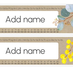 Eucalyptus Australian Theme Editable Student Desk Plate Labels GUM LEAF ...