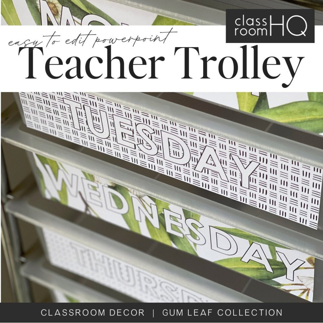 GUM LEAF 10-drawer Rolling Cart Trolley Labels Eucalyptus Class Theme ...