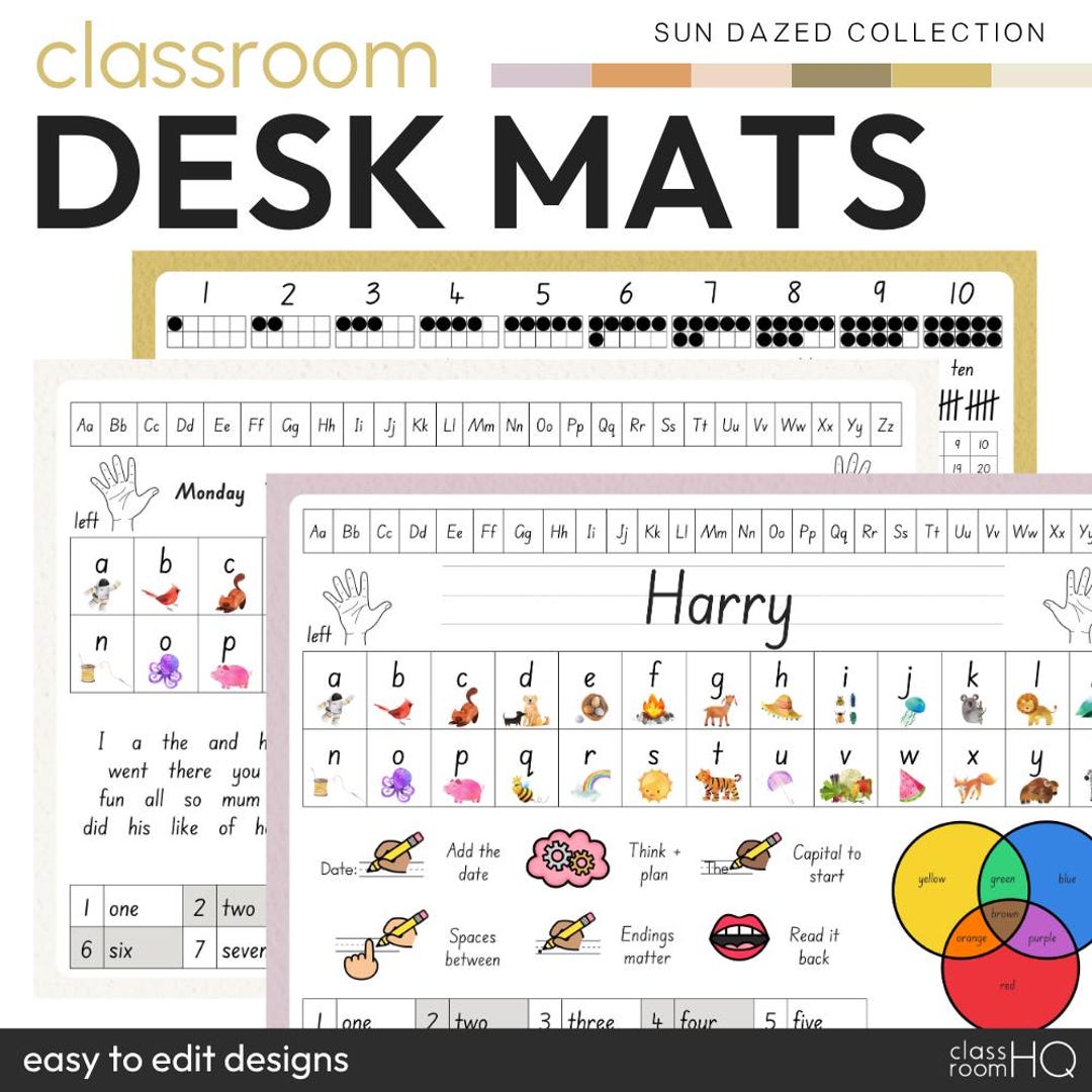 Editable Desk Mats | Student Desk Name Plates | Classroom Visual ...