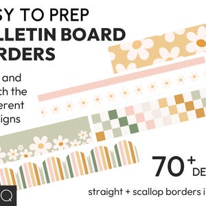 Calm Retro Daisy Editable Bulletin Board Borders HAZY DAISY Classroom ...