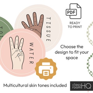 Vintage Retro Daisy Calm Classroom Theme Editable Hand Signal Posters ...