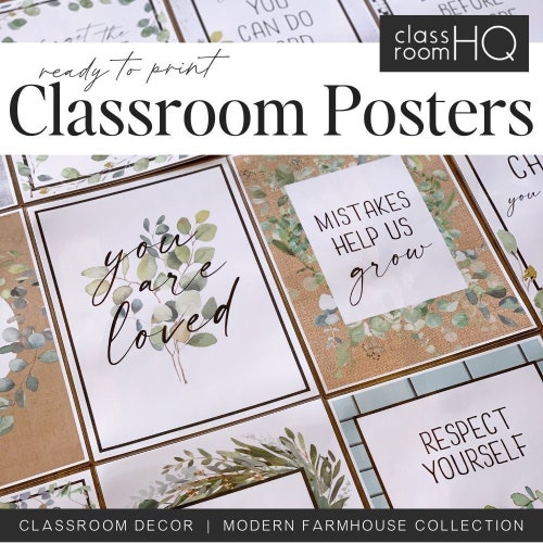 Farmhouse Classroom Editable Posters Modern Farmhouse - Etsy