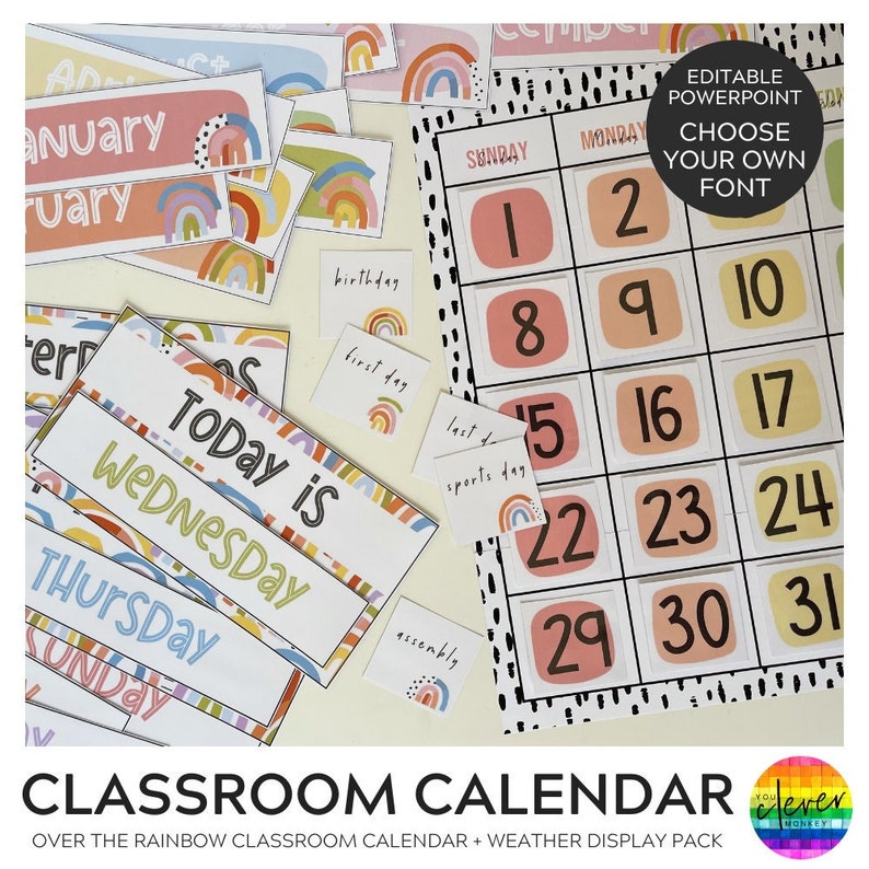 OVER THE RAINBOW Classroom Calendar - Etsy