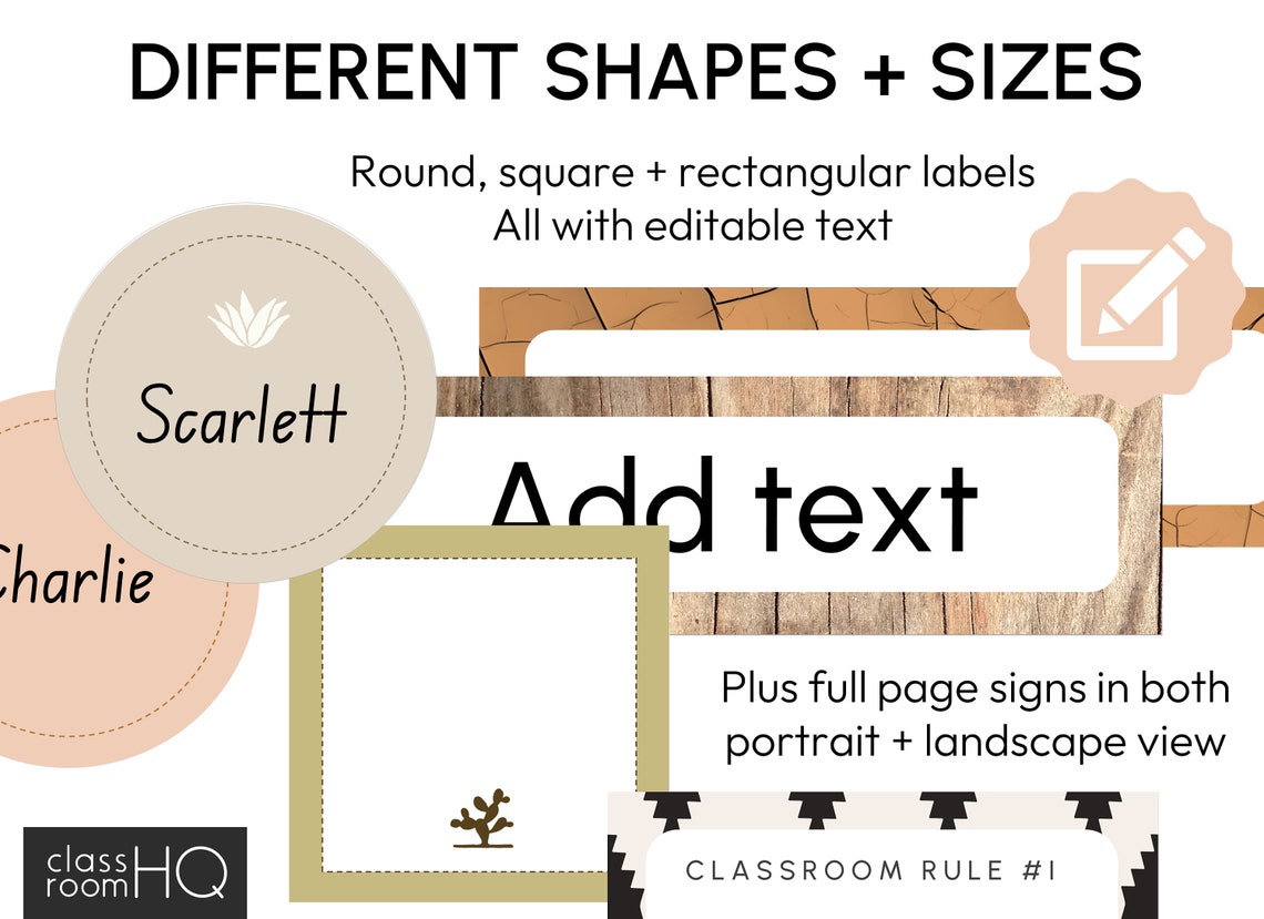 Vintage South Western Rustic Boho Theme Calm Classroom Decor Editable ...