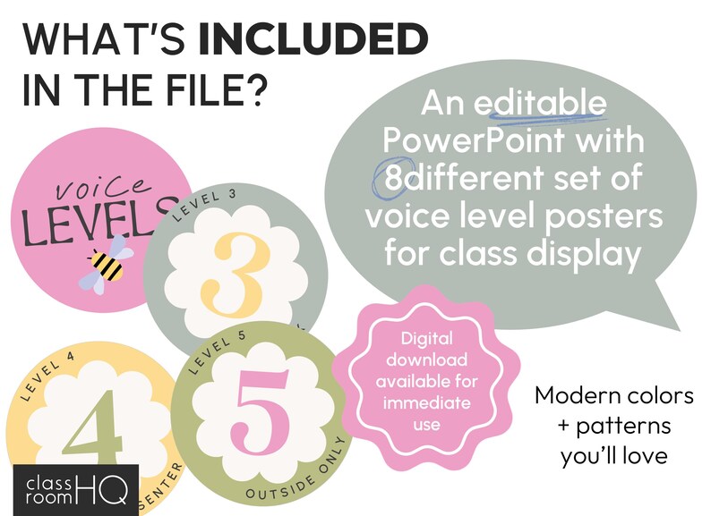 Editable Voice Levels Display | Modern SPRING GARDEN Class Decor Theme ...