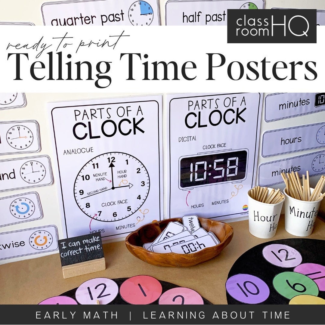 Telling Time Posters Word Wall Pack (Download Now) - Etsy