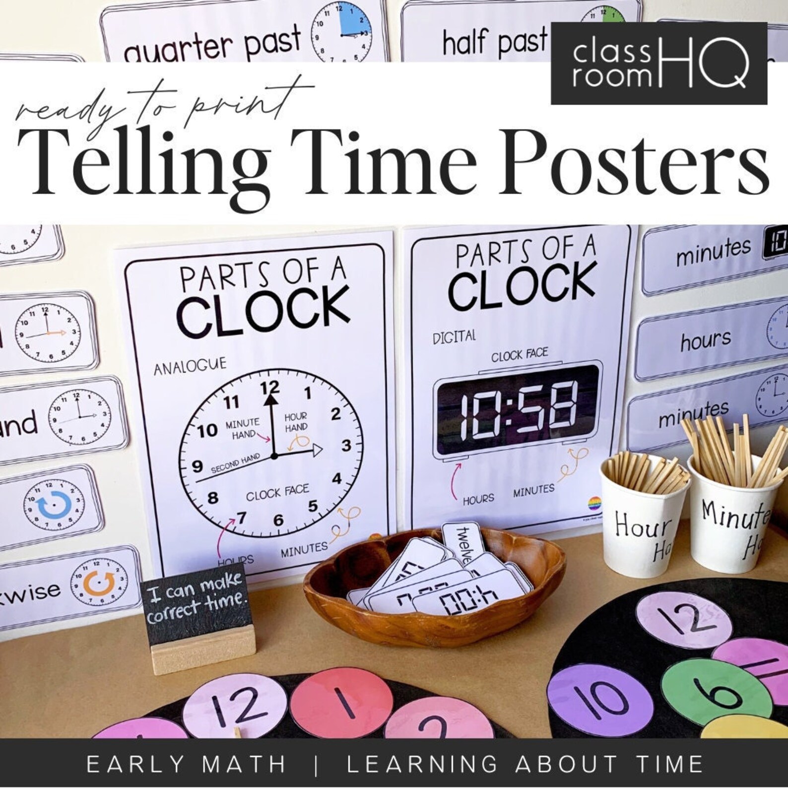 Telling Time Posters Word Wall Pack - Etsy