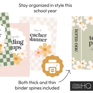 Vintage Retro Daisy Calm Class Theme Editable Binder Covers + Student ...