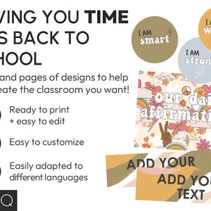 Retro Theme Vintage Rainbow Classroom Decor Affirmation Station Pack ...