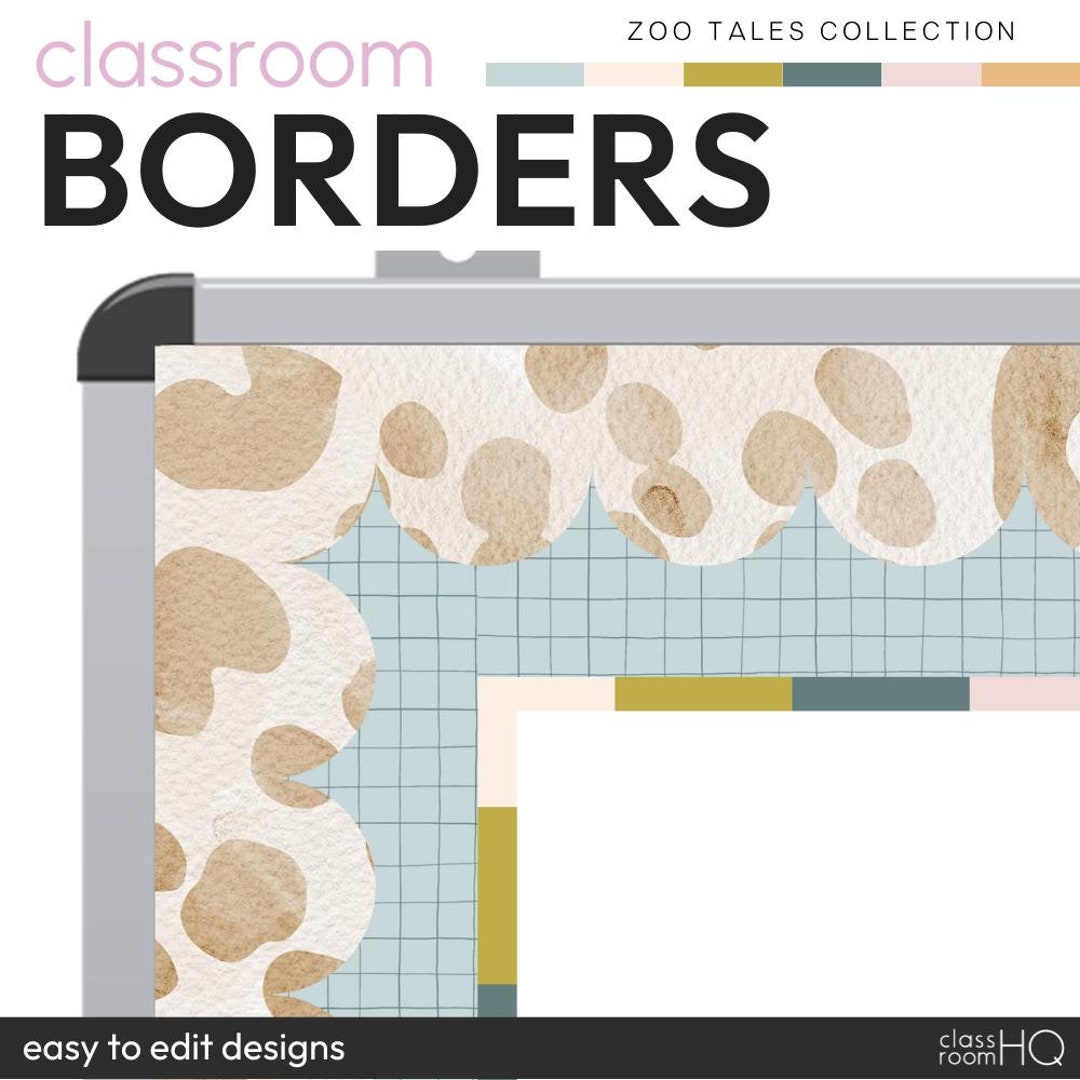 Editable Bulletin Board Borders Pack Wild Animal Theme ZOO TALES ...