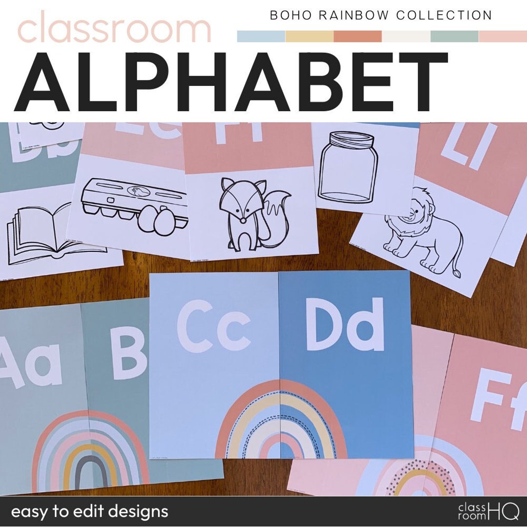BOHO RAINBOW Alphabet Posters - Etsy