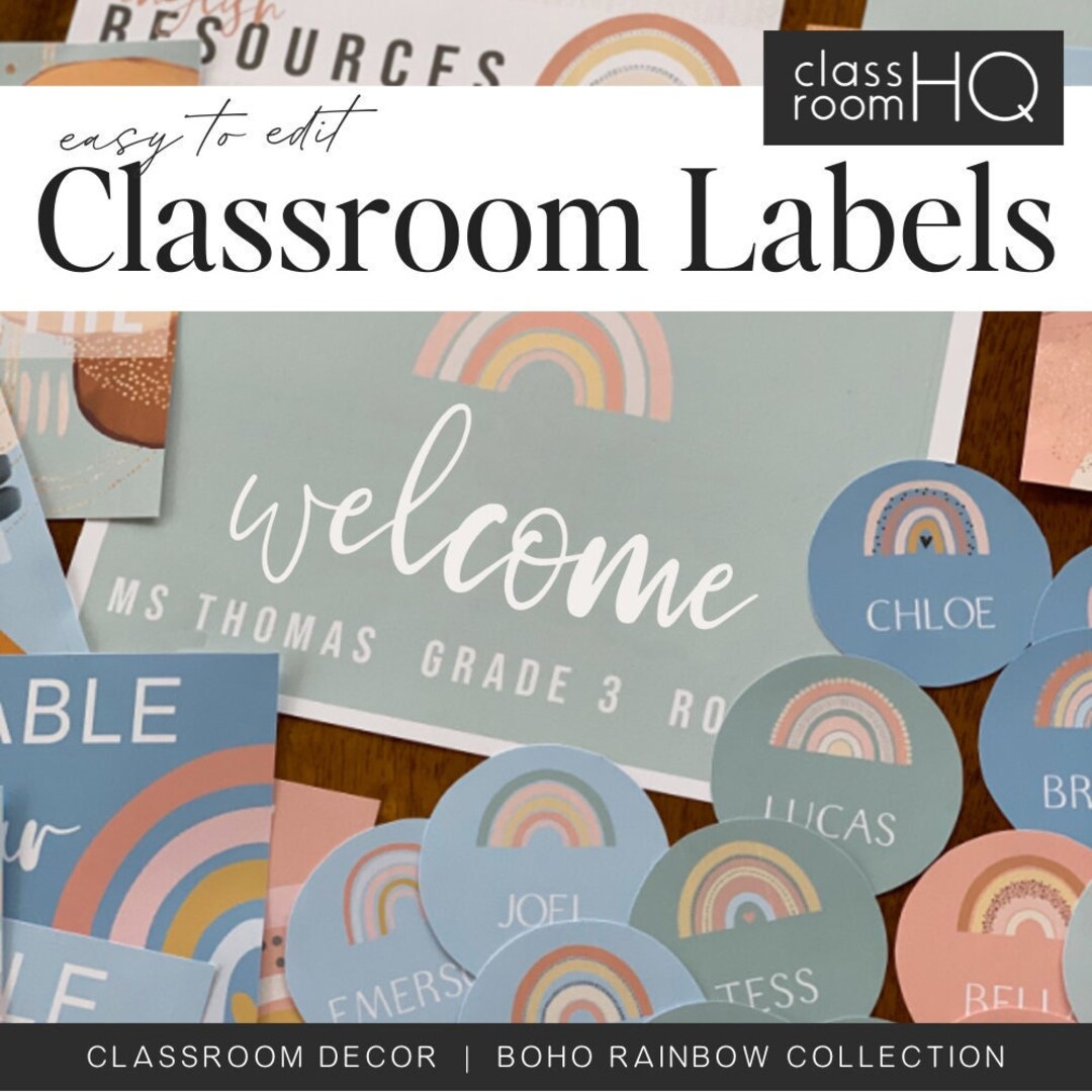 Modern BOHO RAINBOW Classroom Labels Signs Pack - Etsy Australia