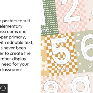 Vintage Retro Daisy Calm Classroom Theme Editable Number Posters HAZY ...