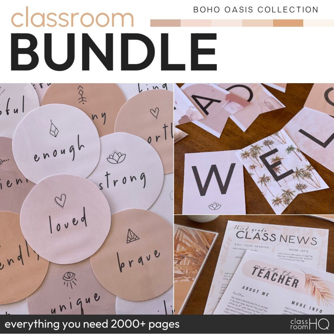 Neutral Desert Classroom Decor | Boho Palm Classroom Bundle | Editable ...