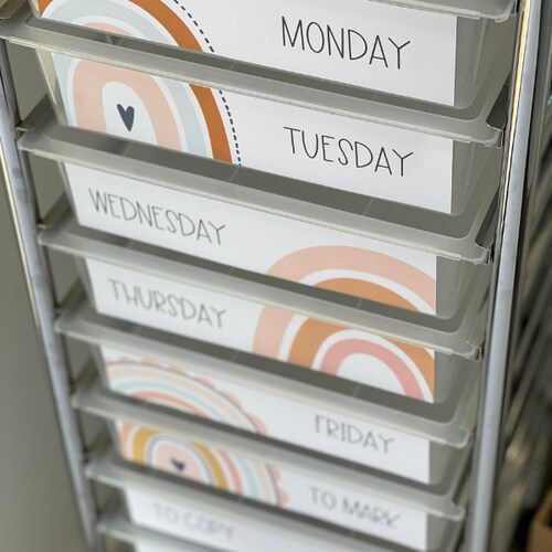 Boho Rainbow 10 Drawer Organizer Labels - Etsy