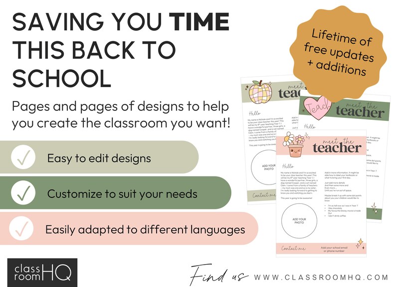 Calm Retro Daisy Editable Meet the Teacher Templates Classroom ...
