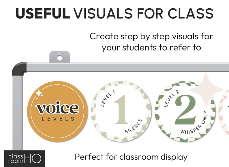 Vintage Retro Daisy Calm Class Theme Editable Voice Level Posters ...