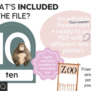 Wild Animal Zoo Theme Classroom Decor Editable Number Posters | ZOO ...