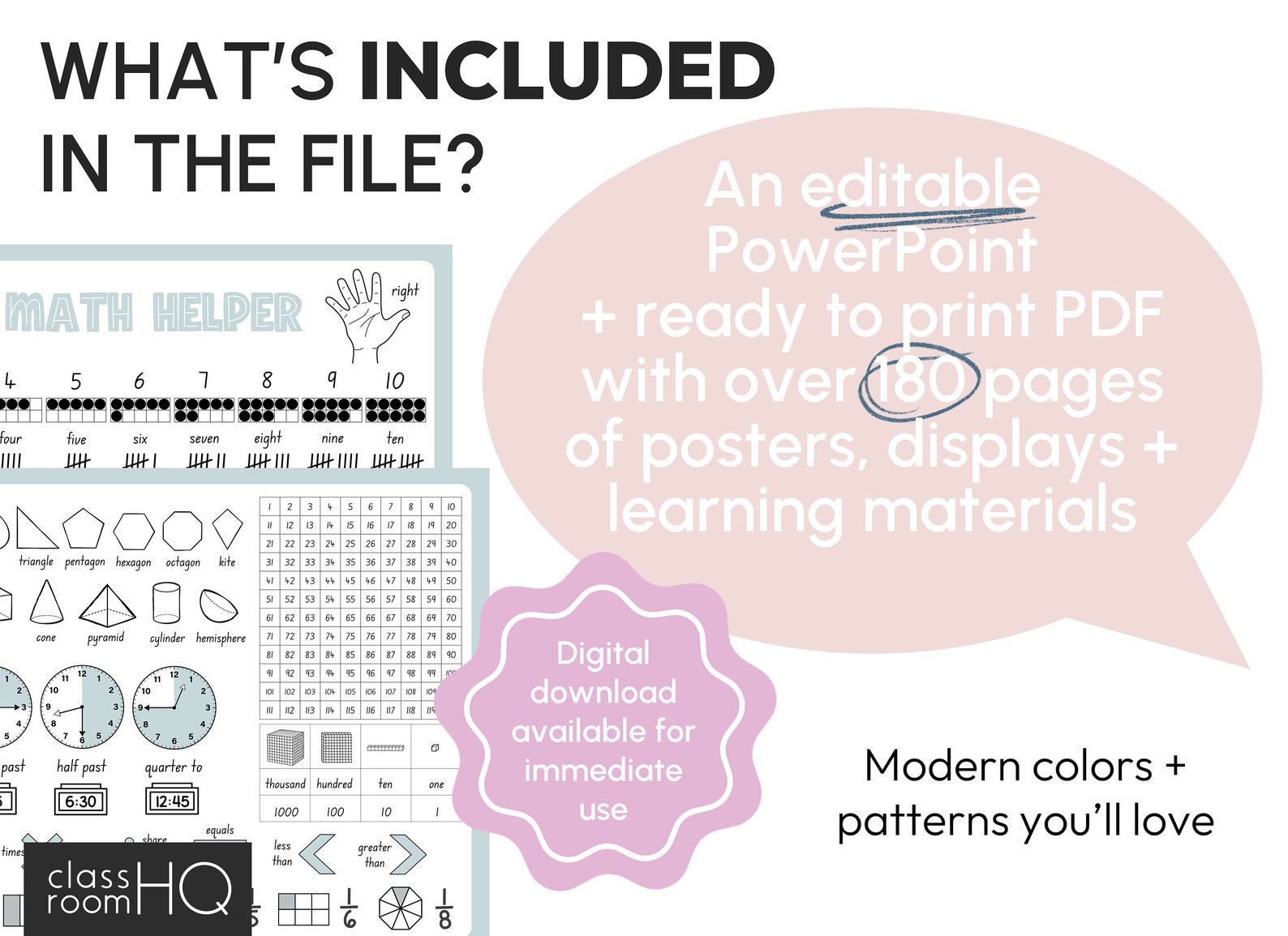 Editable Math Wall Posters, Number Line, 1–120 Chart, Shape Posters ...