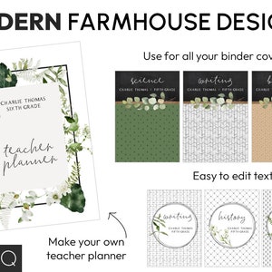 Rustic Farmhouse Classroom Decor Editable Binder Covers + Student Book ...