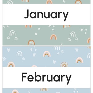 Modern Boho Rainbow Neutral Classroom Theme Editable Class Birthday ...