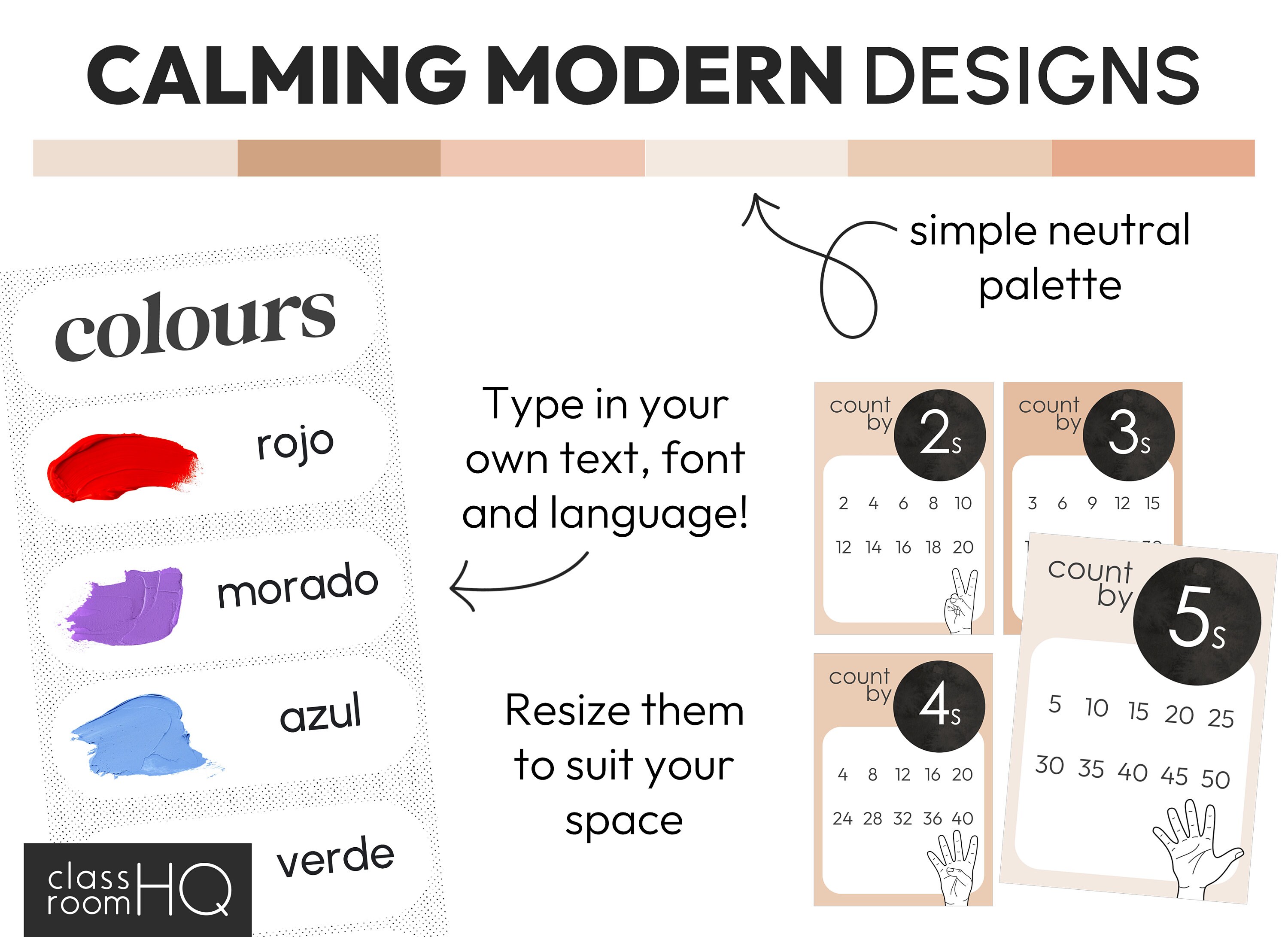 Neutral Classroom Decor Math Display Resource Pack | B+W NEUTRALS ...