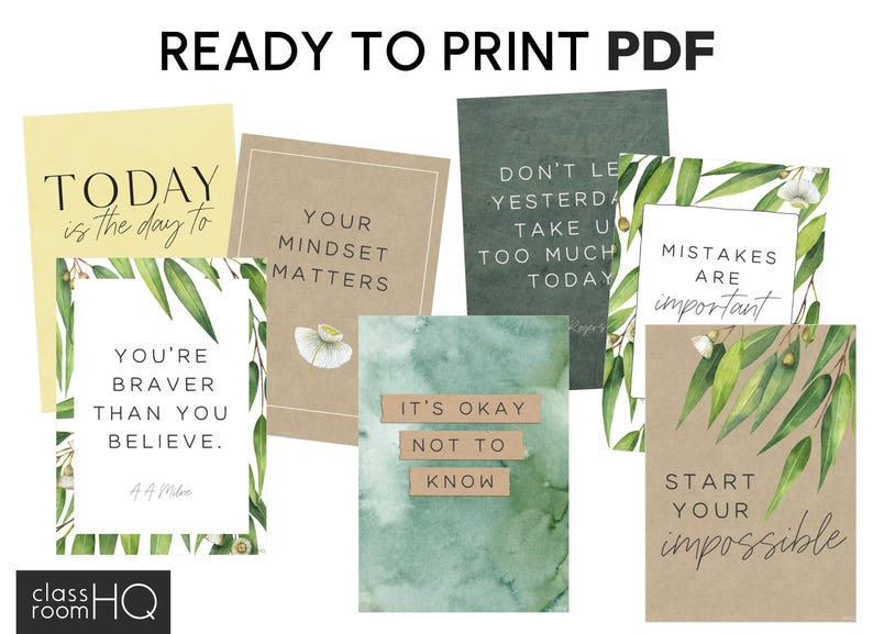 Australian Eucalyptus Inspirational Growth Mindset Wall Posters for ...
