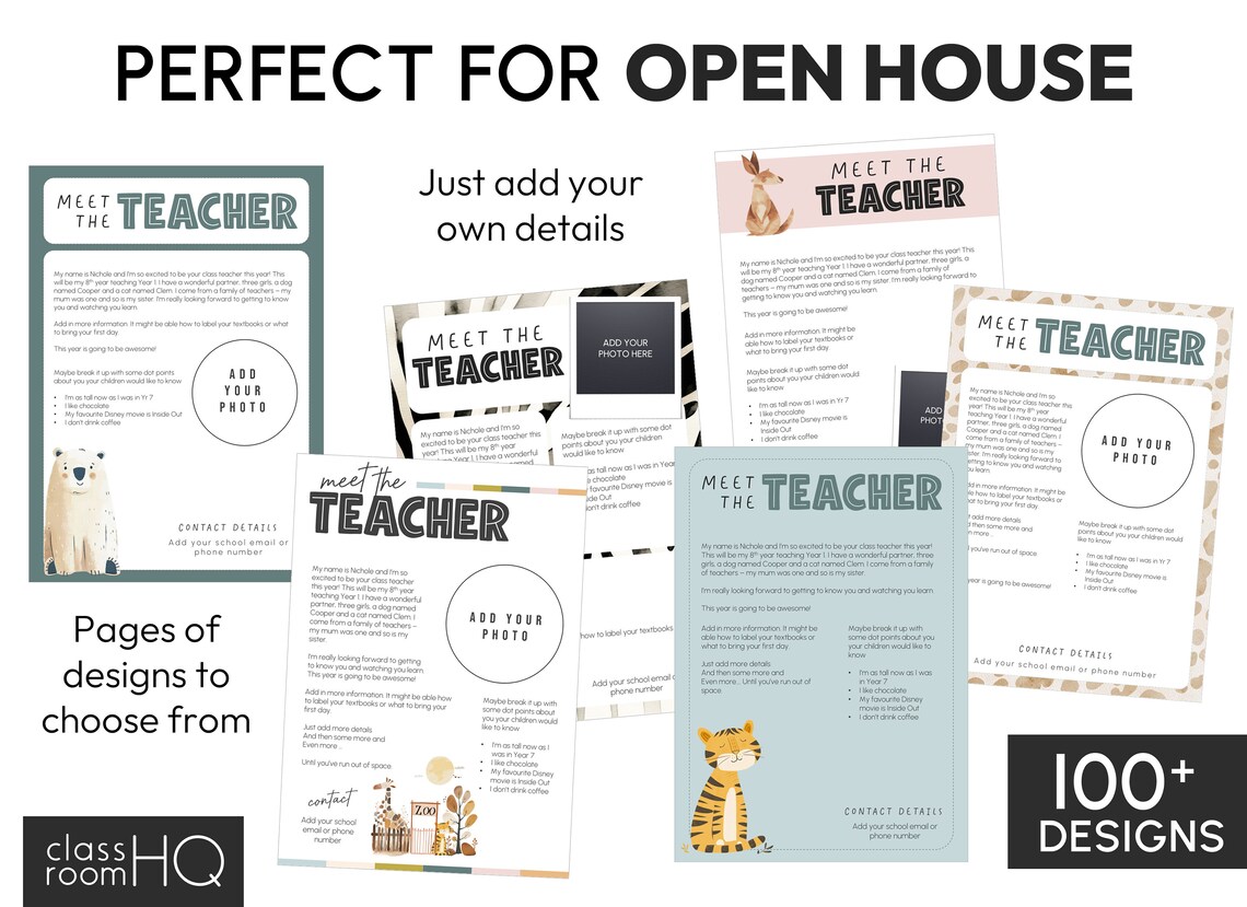 Wild Animal Zoo Theme Editable Meet the Teacher Templates and Class ...