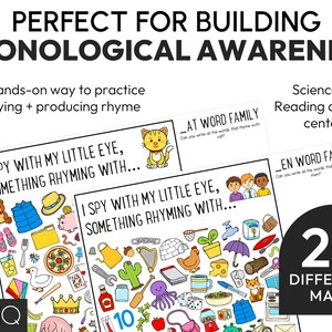 Rhyming Short Vowel Sound Word Family I Spy Mats - COMPLETE BUNDLE ...